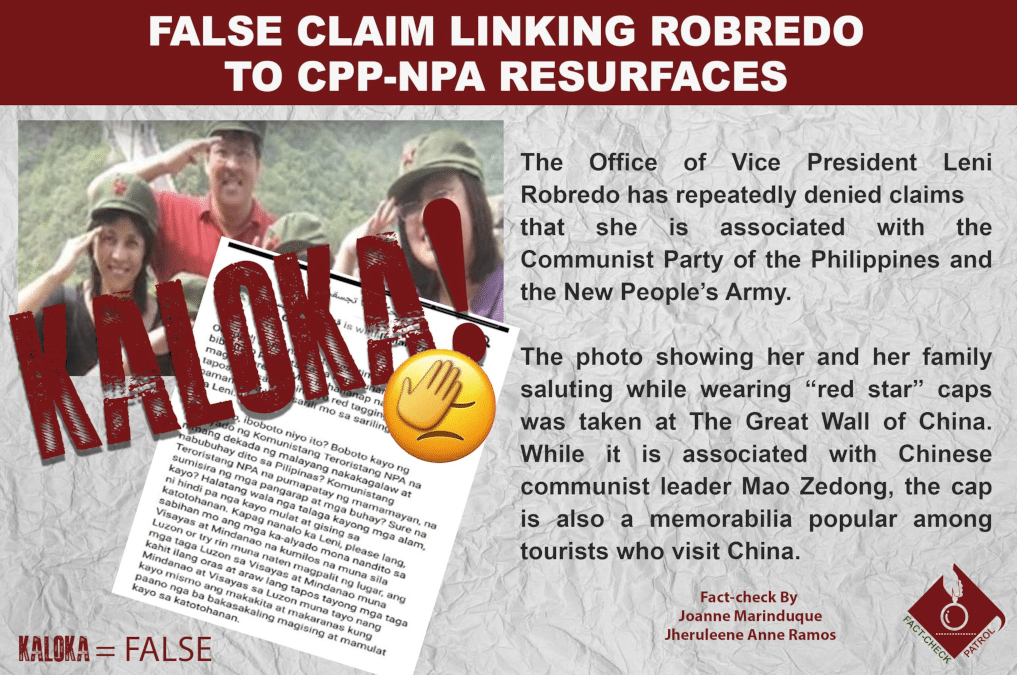False claim linking Leni Robredo to NPA resurfaces