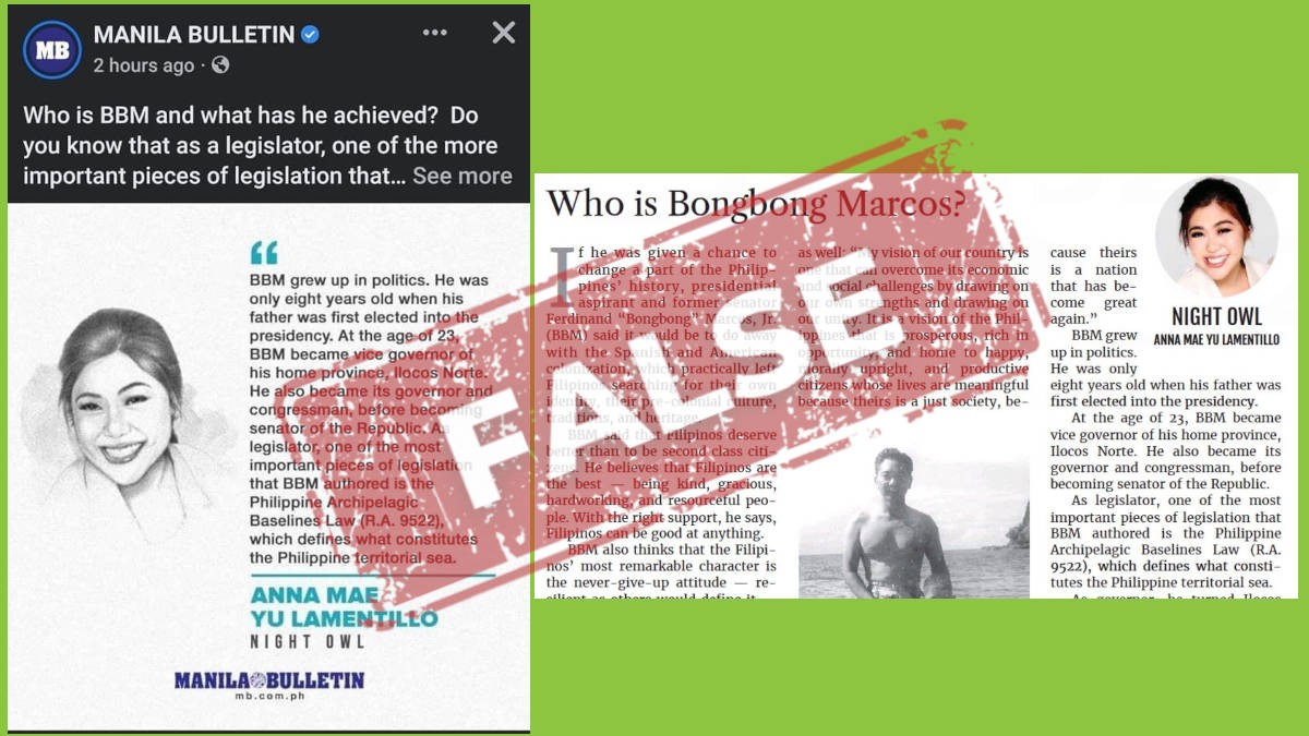 Columnist falsely claims Marcos Jr. authored PH Baselines Law