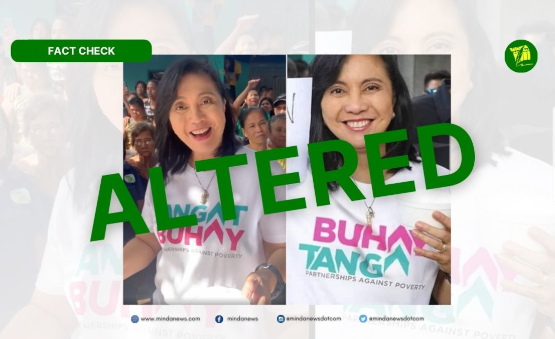 Leni's shirt says 'Angat Buhay' and not 'Buhay Tanga'