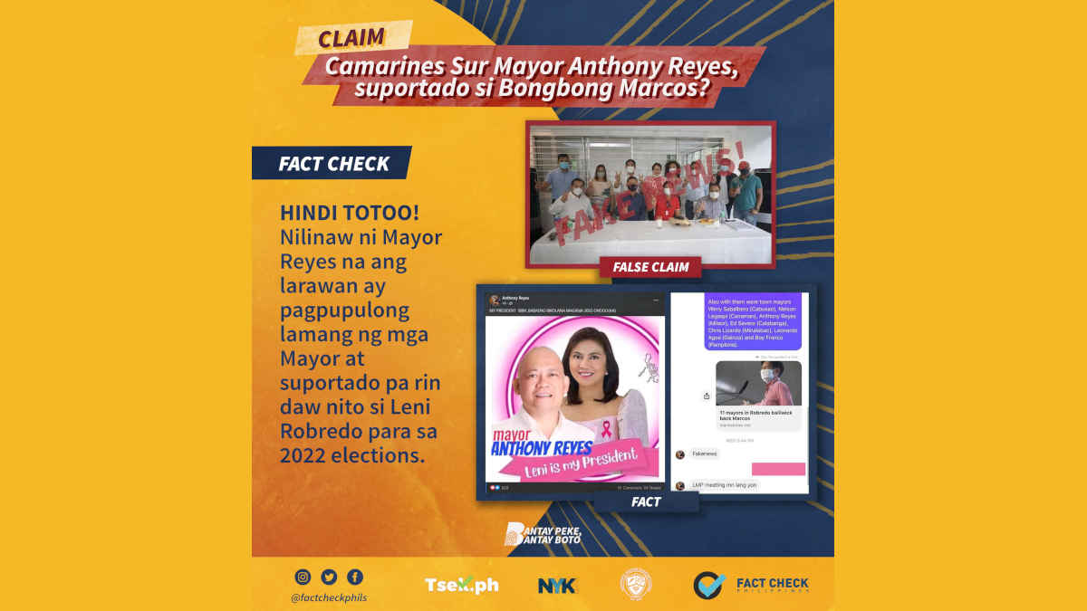 Camarines Sur Mayor Anthony Reyes, suportado si Bongbong Marcos?