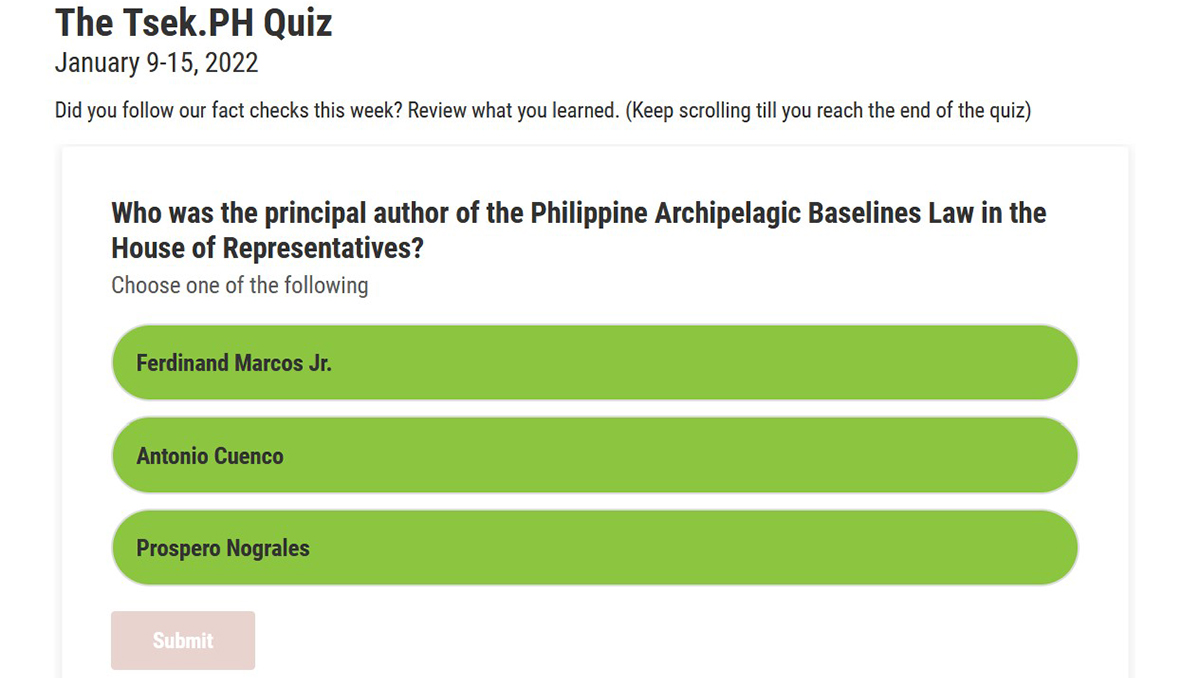 Tsek.PH Weekly Quiz: January 9-15, 2022