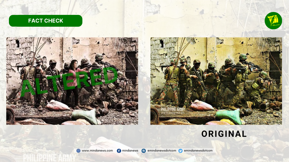 Robredo's photo with soldiers in Marawi City manipulated