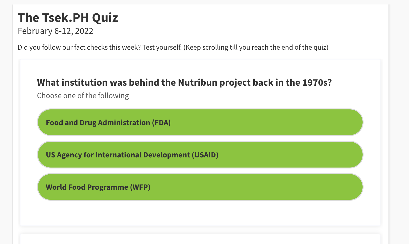 Tsek.PH Weekly Quiz: February 6-12, 2022