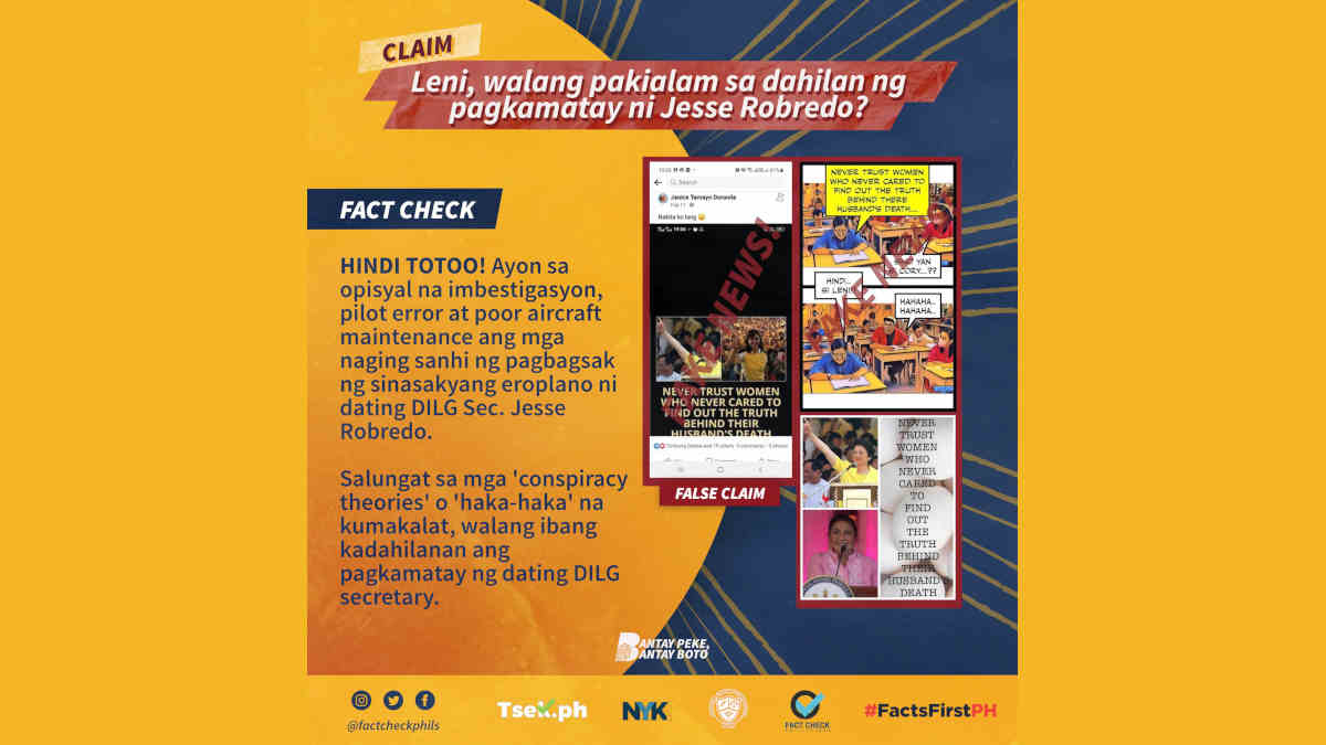 Leni Robredo, walang pakialam sa totoong dahilan ng pagkamatay ni ...