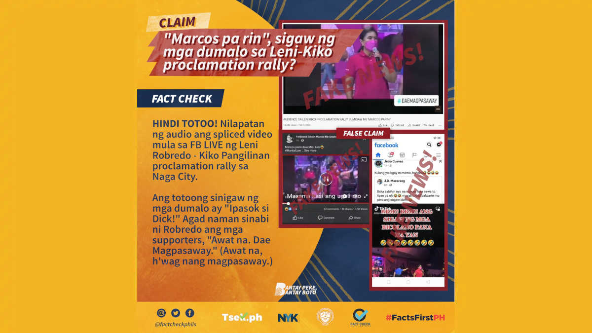 'Marcos pa rin' at 'BBM', sigaw ng mga dumalo sa Leni-Kiko proclamation ...