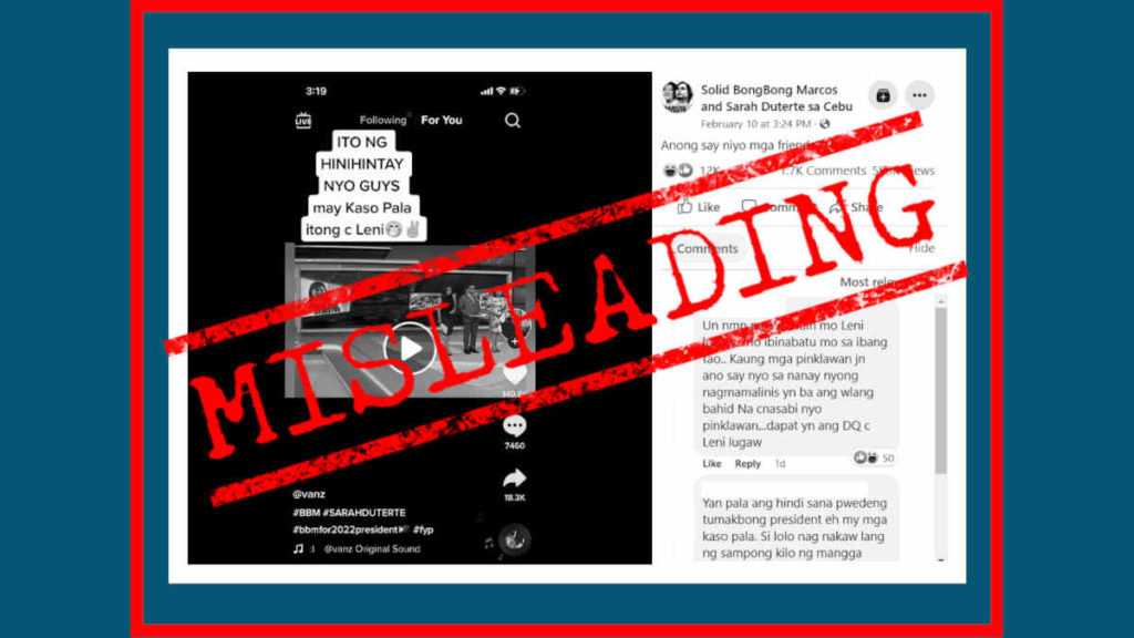 Report on dismissed sedition case vs. Robredo REVIVED