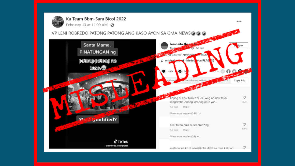 Video on sedition case vs. Robredo MISLEADS