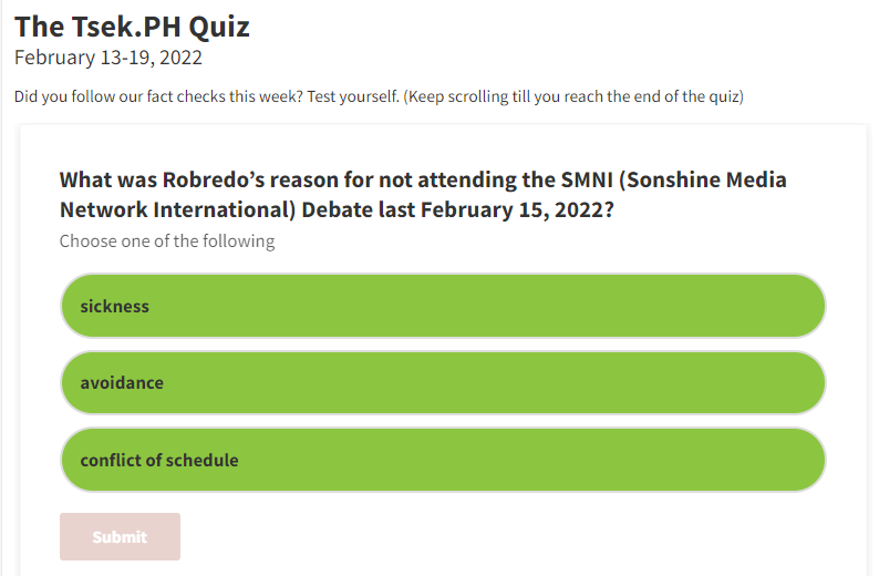 Tsek.PH Weekly Quiz: February 13-19, 2022