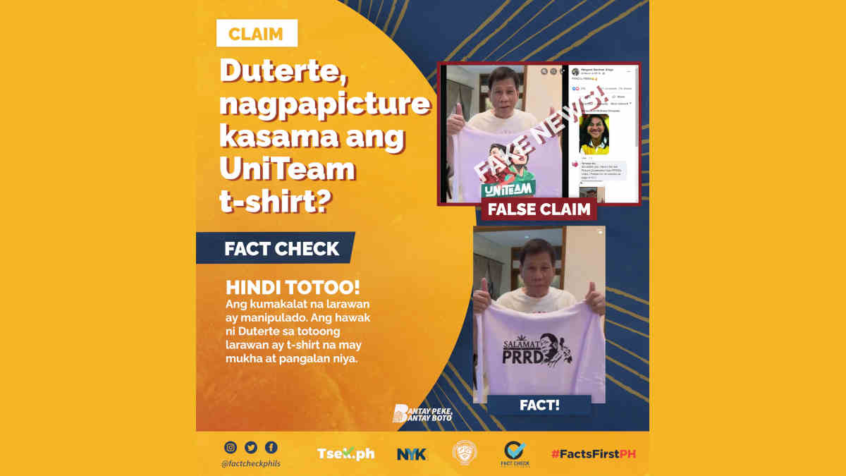 Duterte, nagpa-picture hawak ang UniTeam t-shirt?