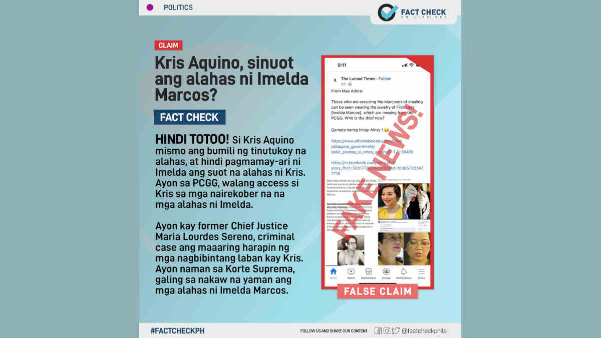 Kris Aquino, sinuot ang alahas ni Imelda Marcos?