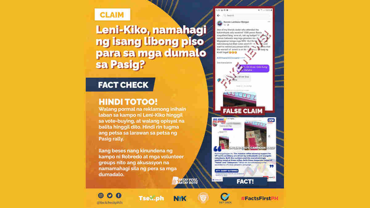 Leni-Kiko, namahagi ng isang libong piso sa mga dumalo sa campaign ...
