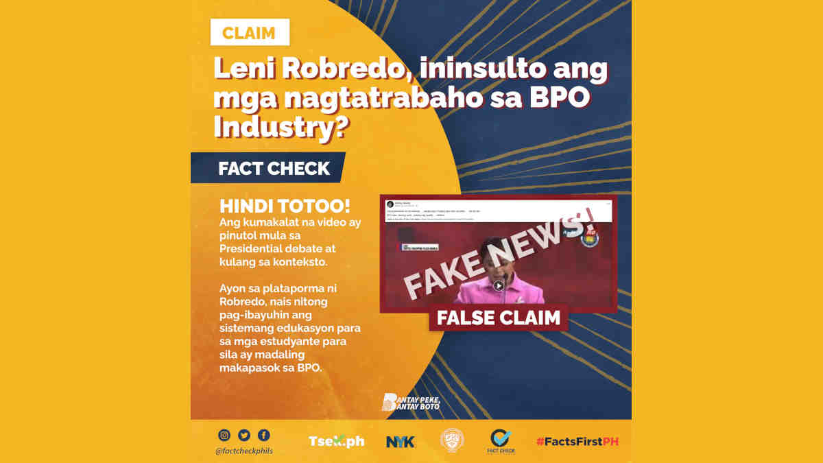 Leni Robredo Ininsulto Ang Mga Nagtatrabaho Sa Bpo Industry
