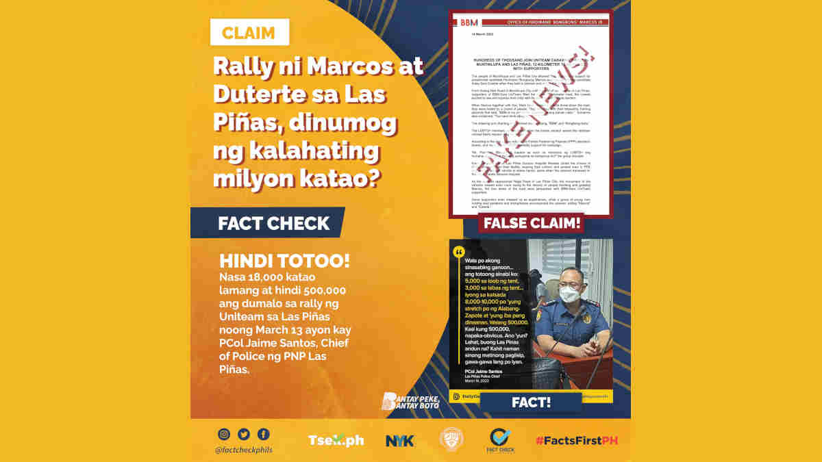 UniTeam rally sa Las Piñas, dinumog ng kalahating milyon katao