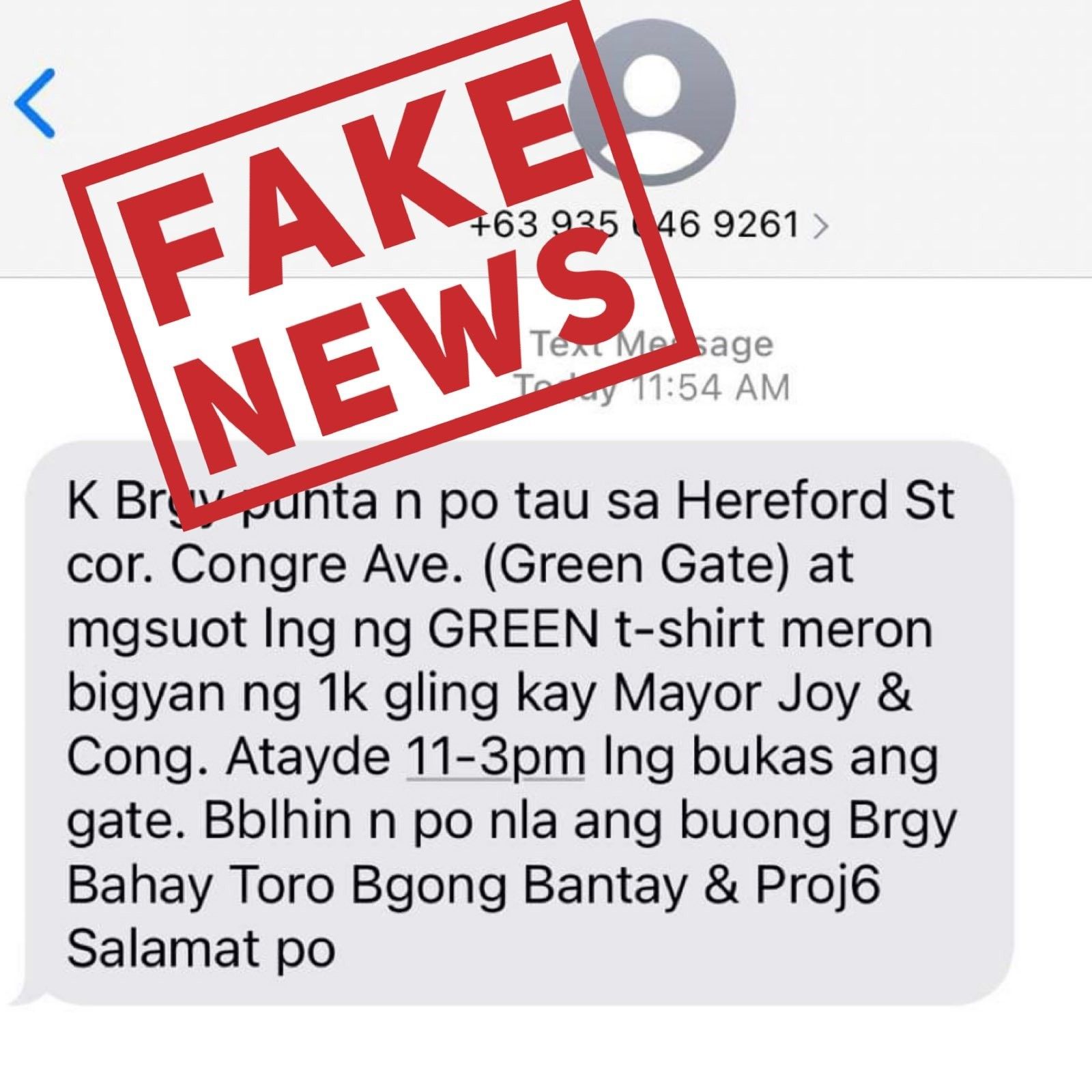 Text messages falsely claim QC mayor, congressional bet handing out ...