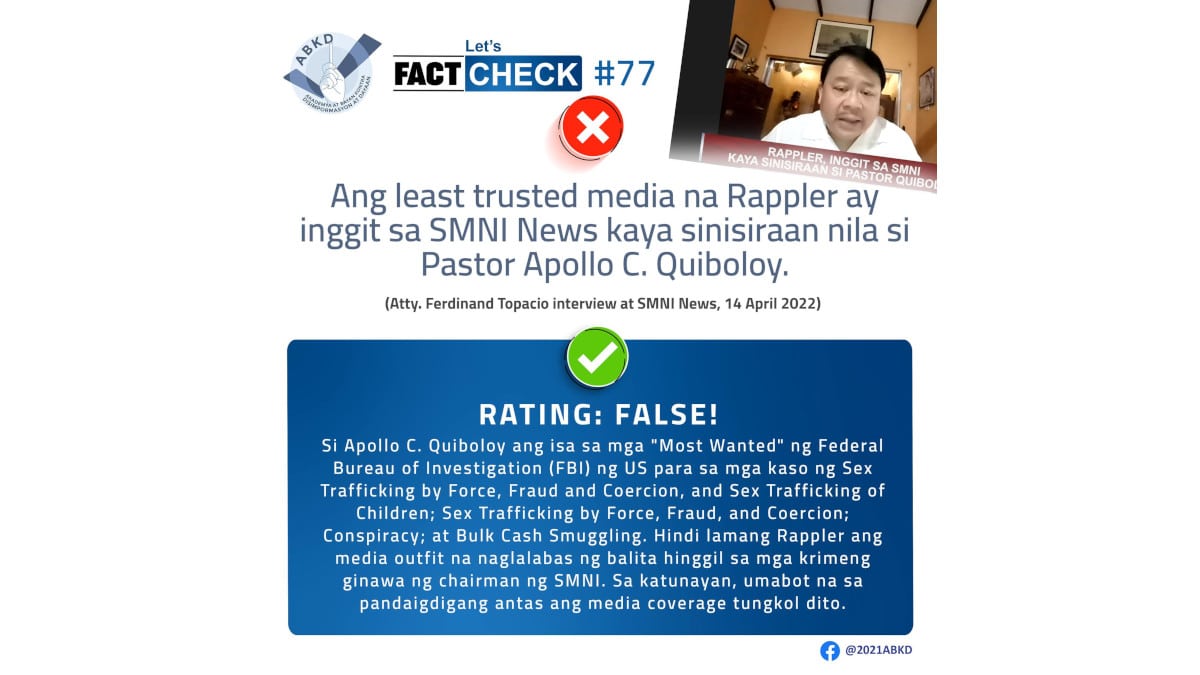 Totoo o Hindi? Inggit ang Rappler sa SMNI kaya sinisiraan si Pastor Apollo C. Quiboloy?