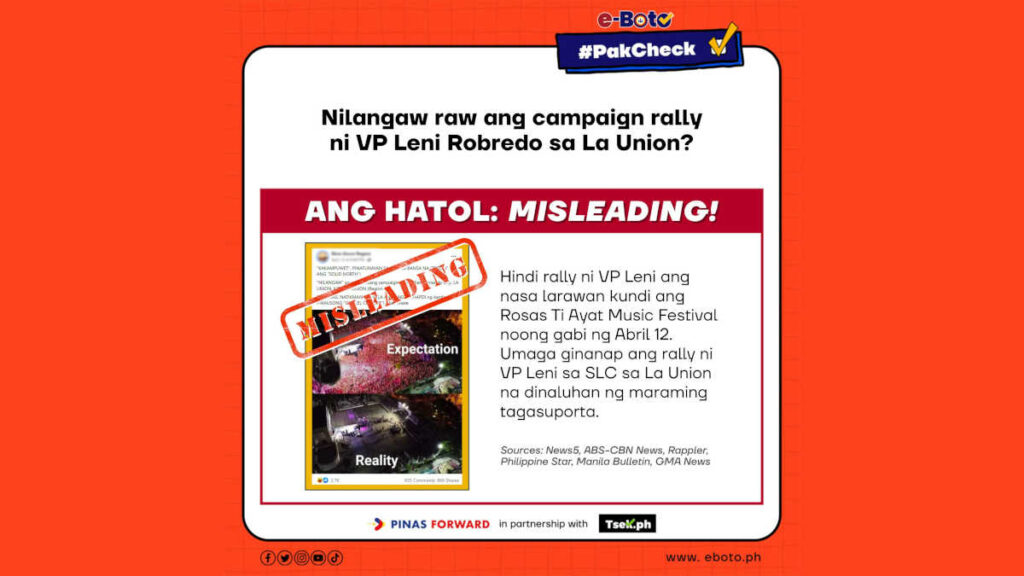 Nilangaw raw ang campaign rally ni VP Leni Robredo sa La Union? Nilangaw raw ang campaign rally ni VP Leni Robredo sa La Union?