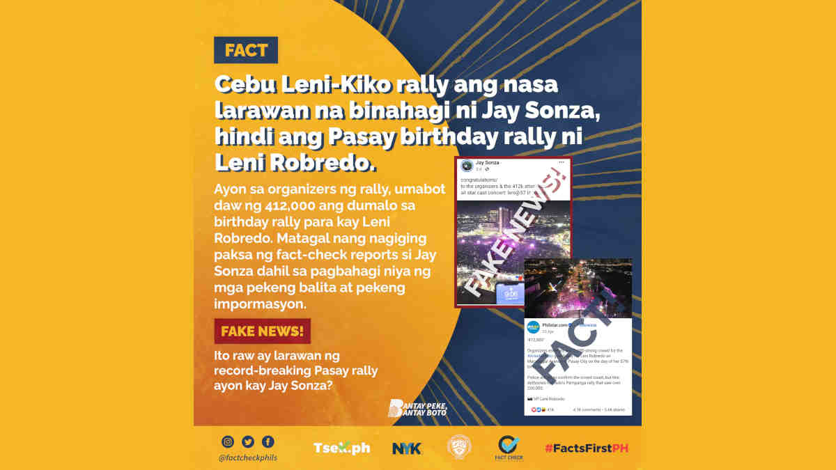 Ito raw ay larawan ng record-breaking Pasay birthday rally ni Leni ...