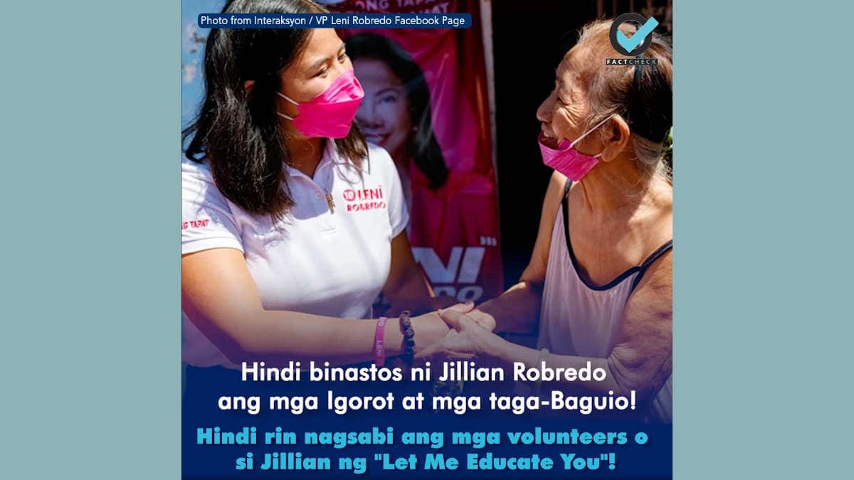 Jillian Robredo, sinungitan ang mga taga-Baguio?