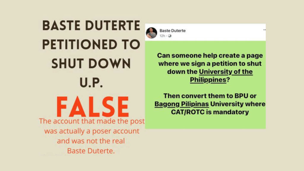 Fact Check: Baste Duterte petitioned to shut down UP