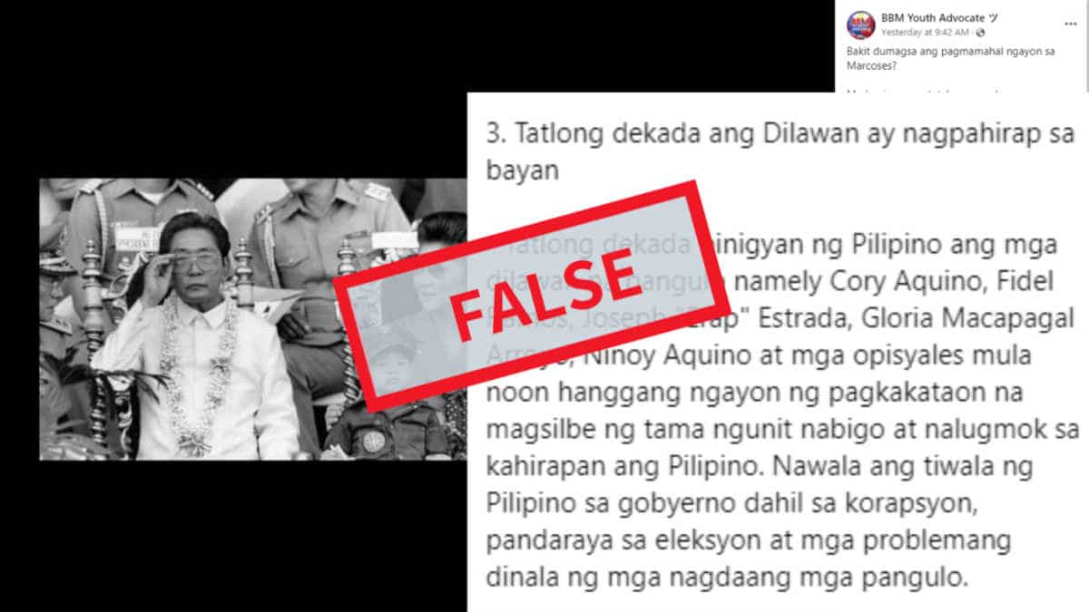Pro-Marcos page recycles claim that ‘Yellows’ ruled PH for three decades