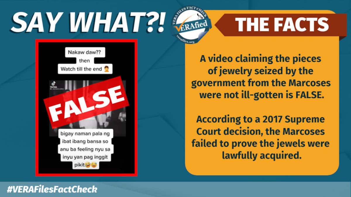FB video FALSELY claims Marcos jewels not ill-gotten