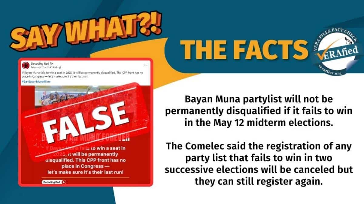 Bayan Muna will NOT be permanently disqualified