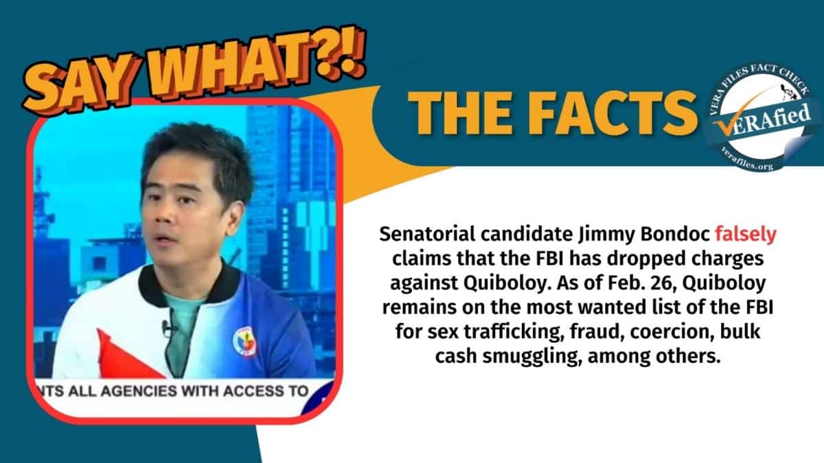 Jimmy Bondoc falsely claims FBI has dropped charges vs Quiboloy