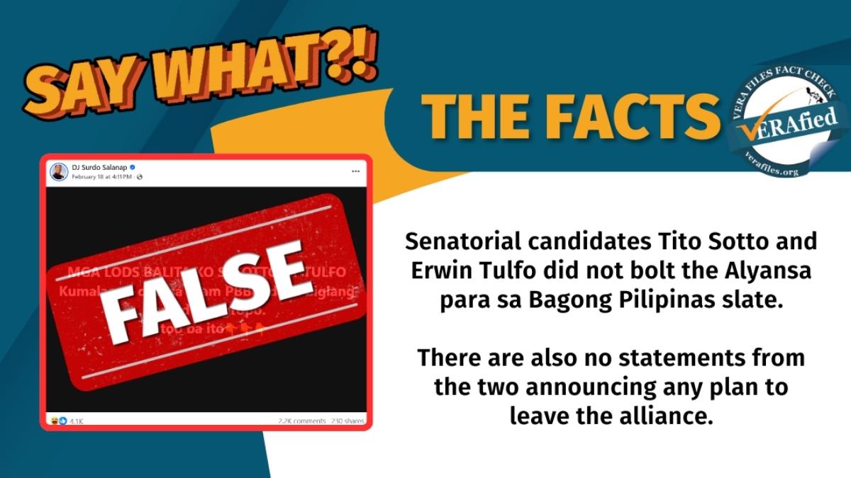 Sotto, Tulfo did NOT leave Alyansa slate