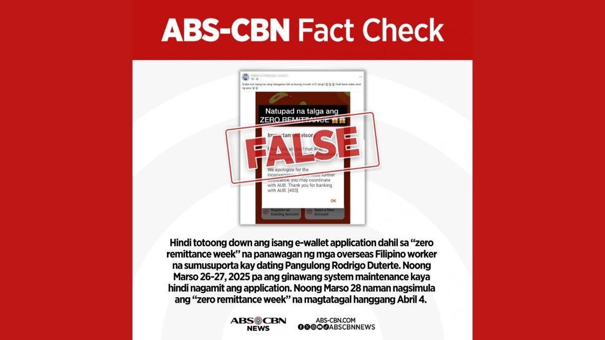 Hindi down ang system ng isang e-wallet app dahil sa 'zero remittance week'