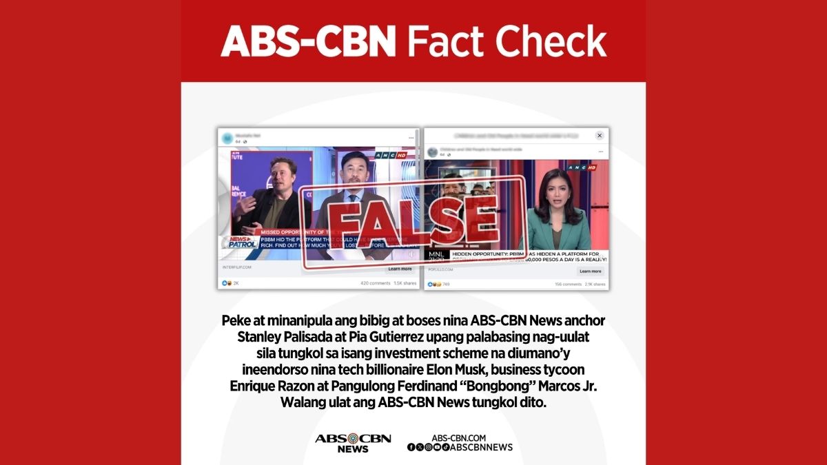 Walang ABS-CBN report tungkol sa isang investment scheme