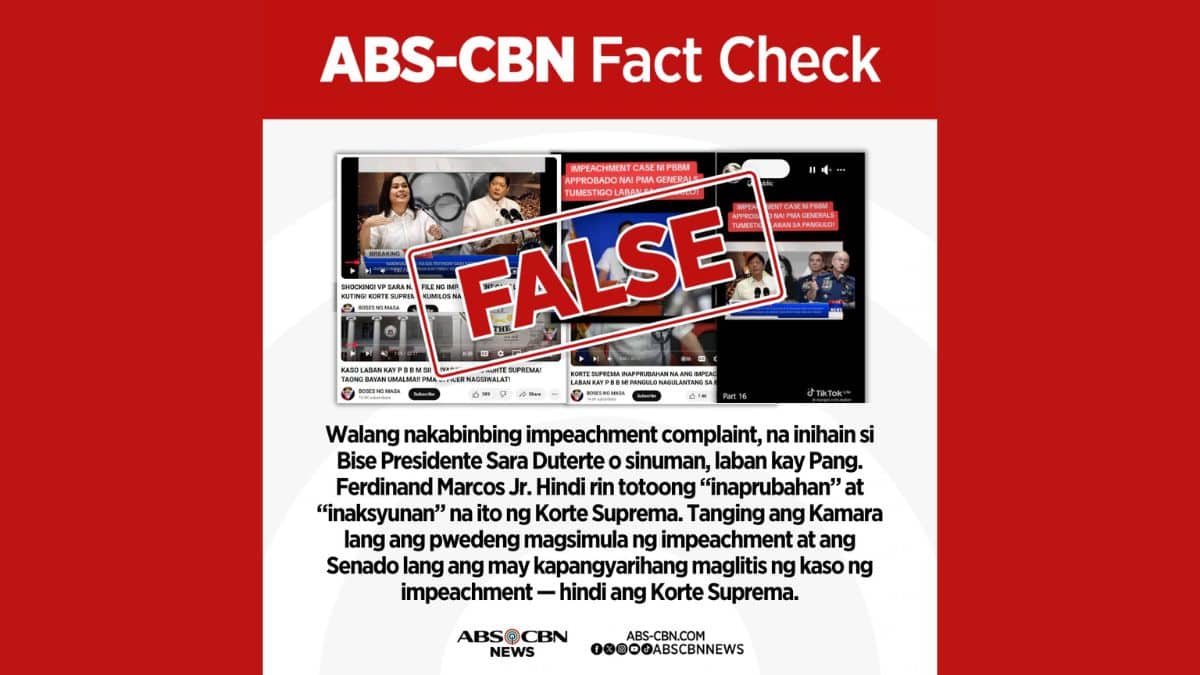 Walang impeachment complaint laban kay Marcos