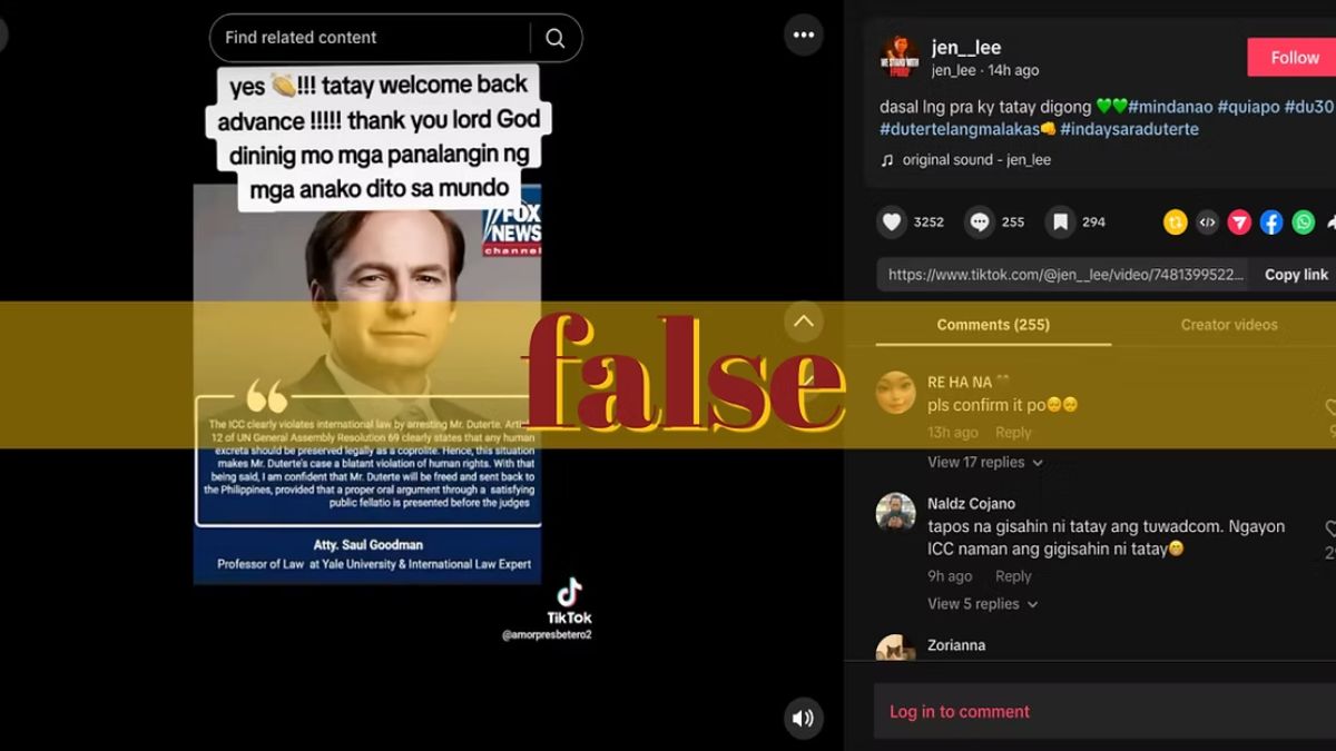 Objection! Saul Goodman quote card backing Duterte a hoax