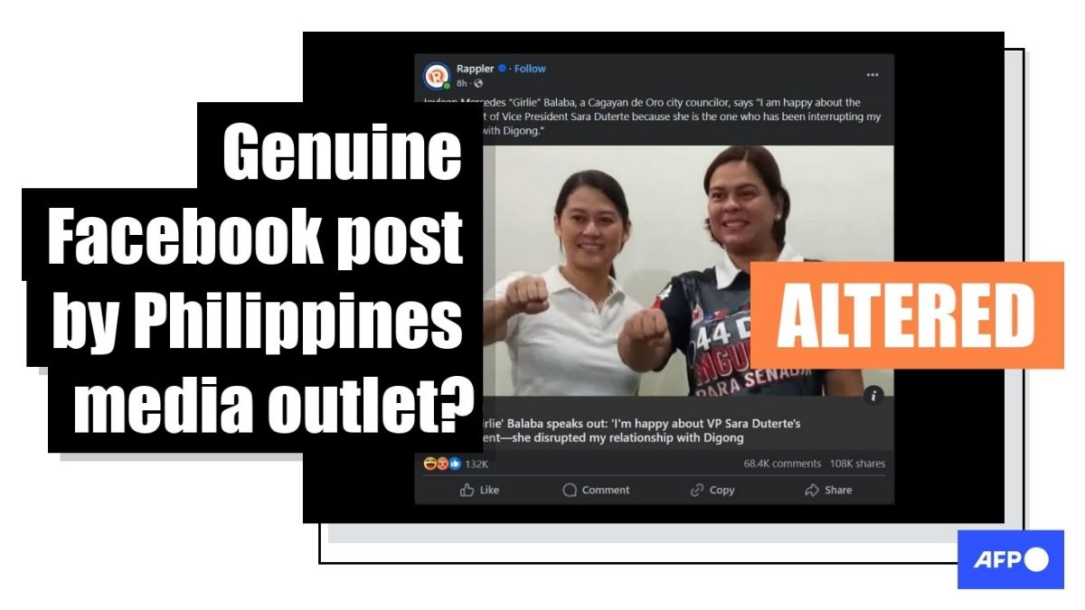Rappler Facebook post altered to falsely show Philippines councilor ...