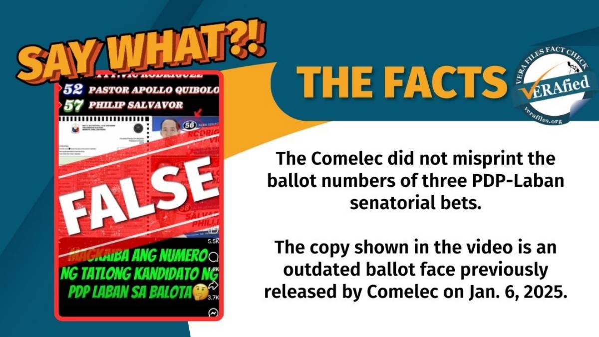 Comelec did NOT misprint numbers of PDP-Laban candidates