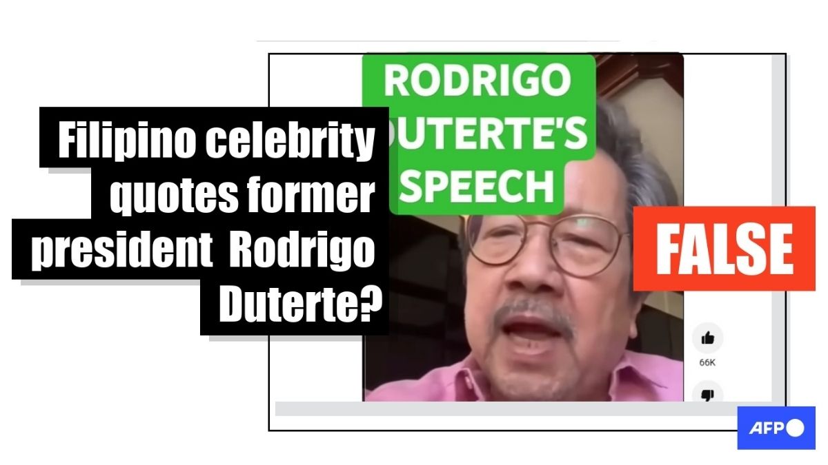 Video of Filipino actor reciting 'president's speech' falsely linked to ...