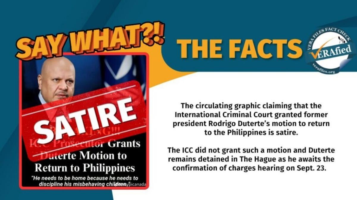Circulating graphic claiming ICC ‘granted’ Duterte motion to return SATIRE
