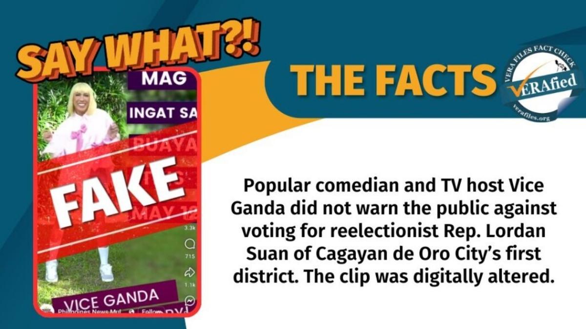 Clip of Vice Ganda warning against reelecting Cagayan de Oro lawmaker is FAKE