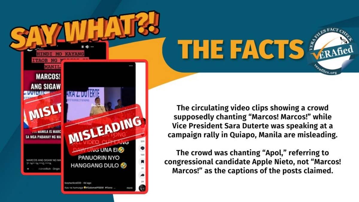Crowd did NOT chant ‘Marcos! Marcos!’ while VP Sara was speaking in ...