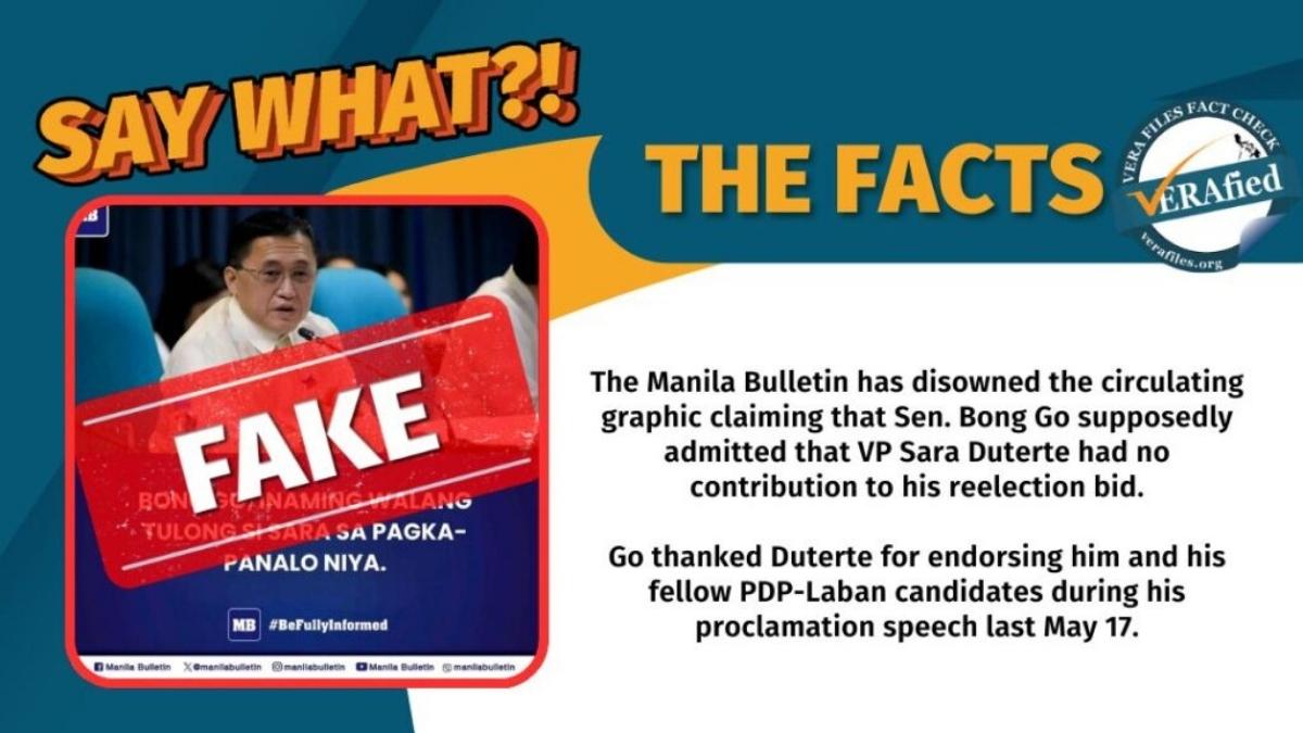 Graphic of Bong Go saying Sara Duterte ‘has no contribution’ to his ...