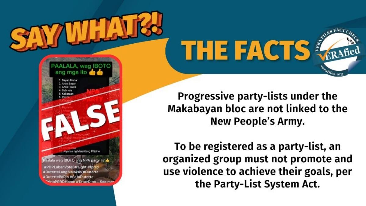 Leftist party-lists vying for congress seats NOT linked to NPA