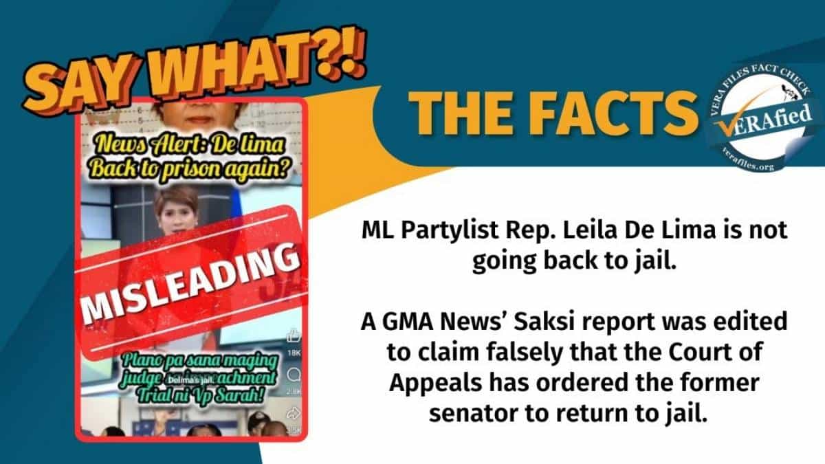 Leila De Lima is NOT going back to jail