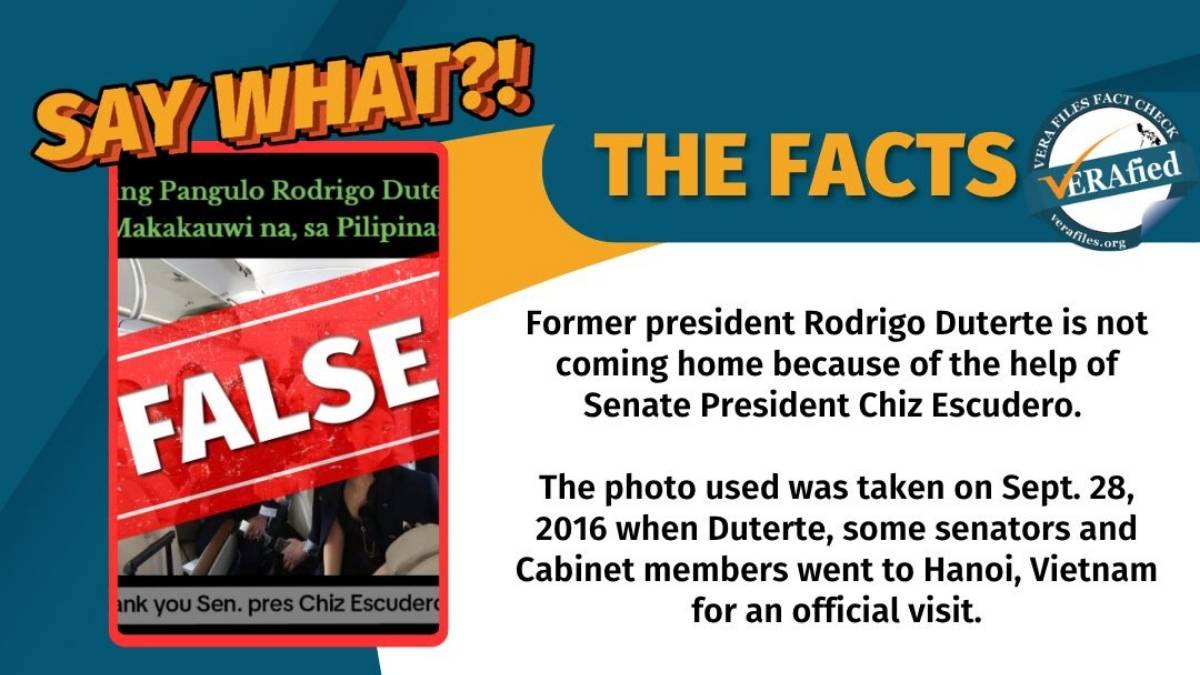 Duterte NOT coming back home with help from Chiz