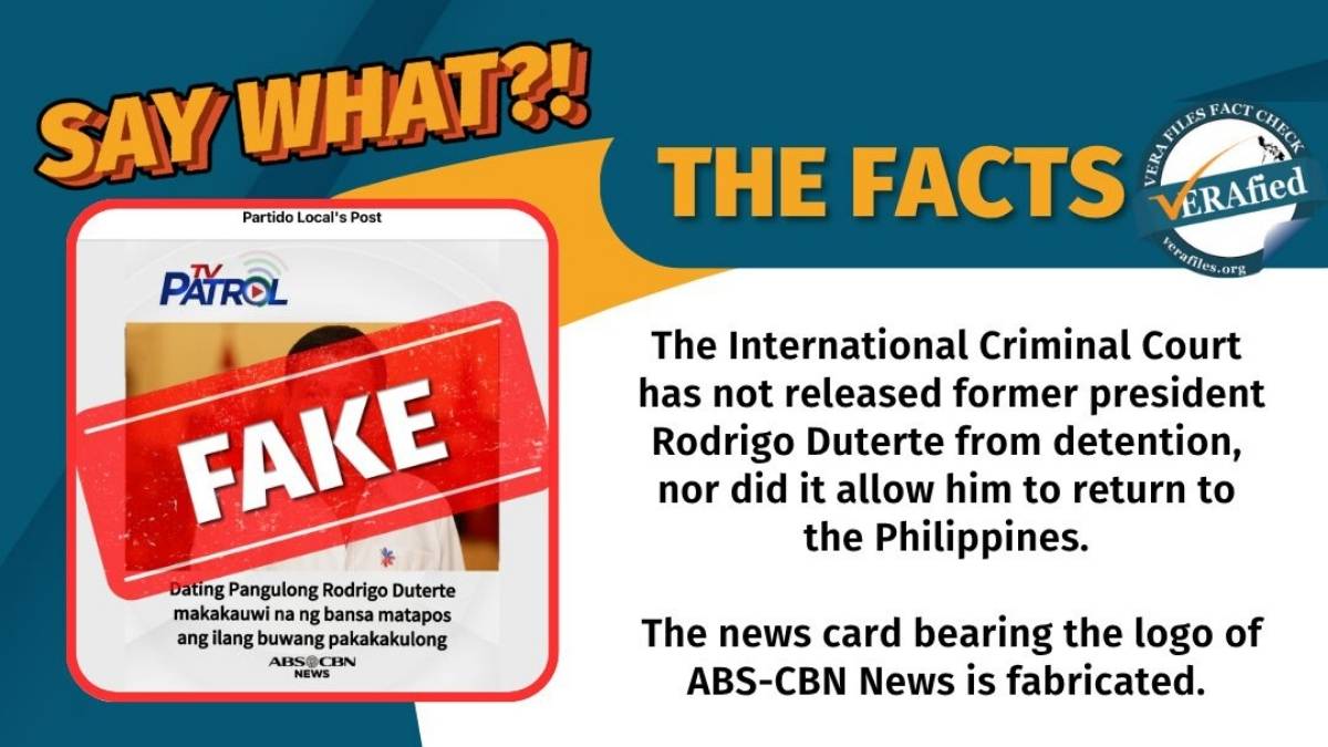 Graphic saying Duterte will return to PH FAKE