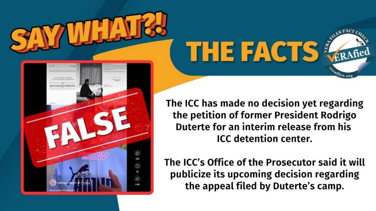 NO ICC decision yet on Duterte’s interim release petition