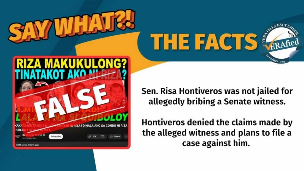 Hontiveros NOT jailed for bribing witness